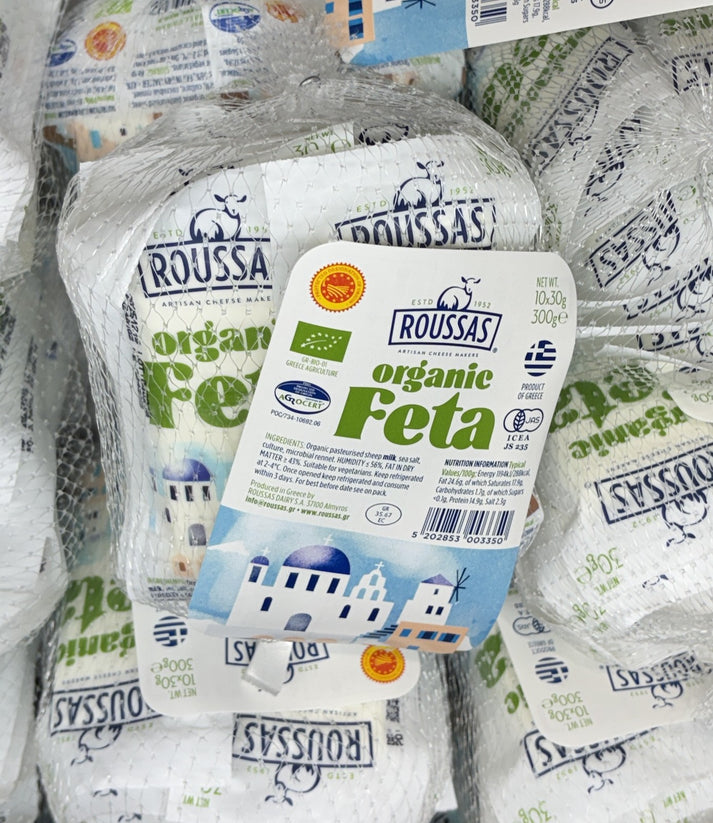 ROUSSAS Organic Greek Feta Cheese 30g x 10-ct – TheFlyingPig.Com ...